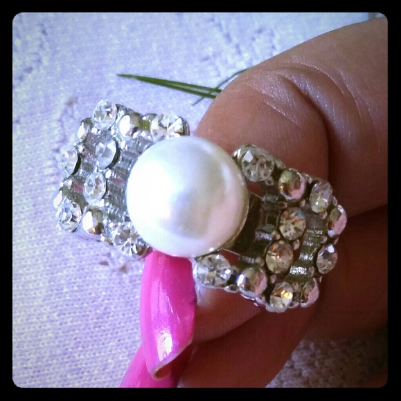 Jewelry | Vintage Faux Pearl Rhinestone Ring | Poshmark